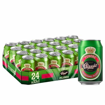 Tuborg Classic Pilsner - 4.6% beer, 24x33cl can – ButikMarket Europe